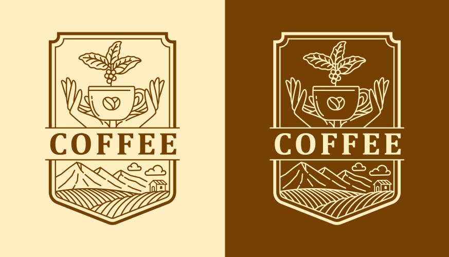 Nature coffee line art design template Royalty Free Vector
