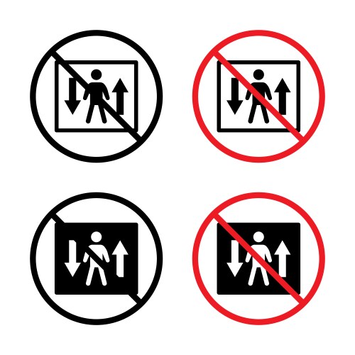No elevator sign icon set advisory against Vector Image