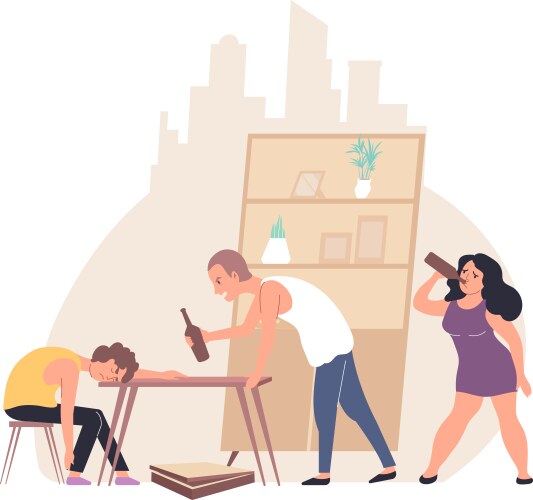 Help Overcome Alcohol Addiction Abuse Alcoholism Vector Image