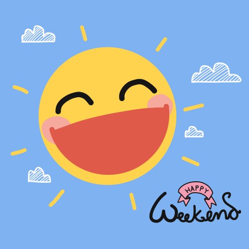 It is weekend cute sun smile polka dot background Vector Image
