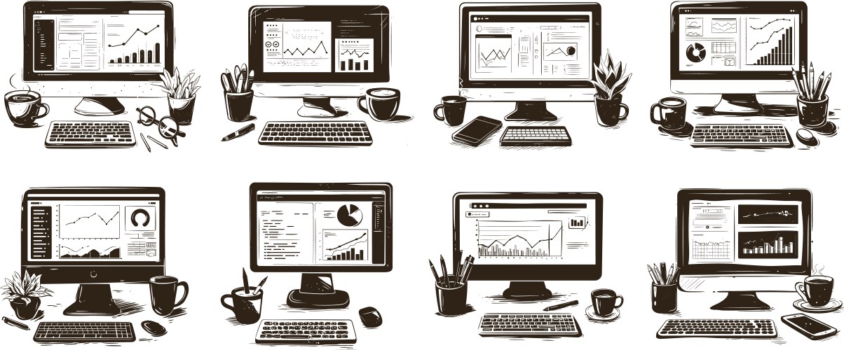 Computer Monitor Sketch Vector Images (over 5,000)