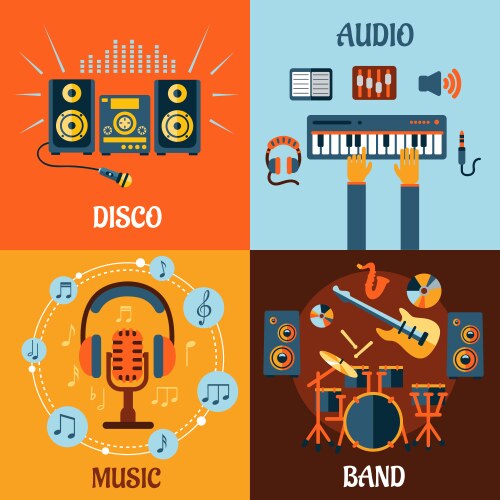 Music infographic and icon set of instruments Vector Image