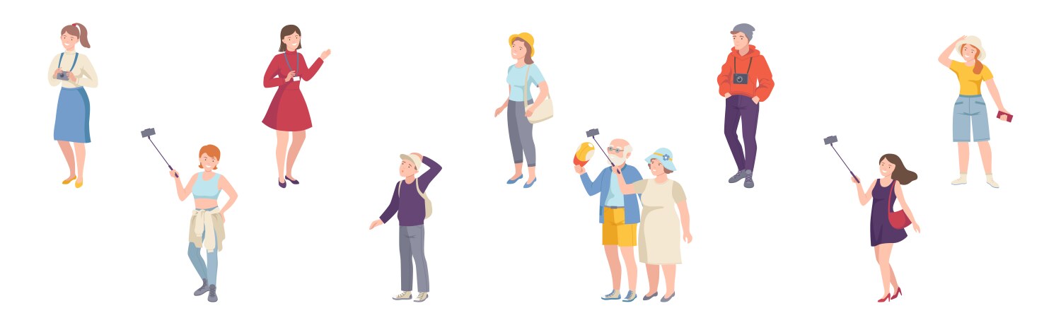 People tourist character on excursion go Vector Image
