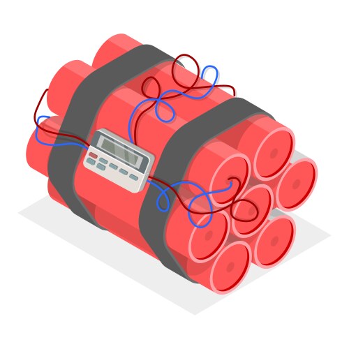 Cartoon set of tnt explosives isolated on white Vector Image