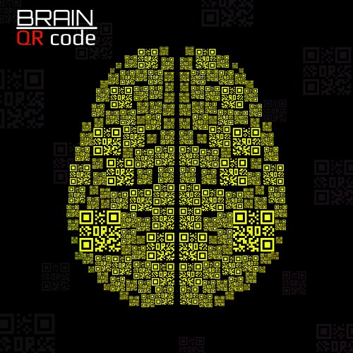 Qr code brain silhouette human Royalty Free Vector Image