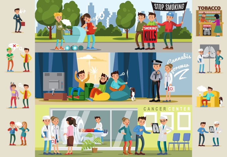 Cancer disease horizontal banners Royalty Free Vector Image