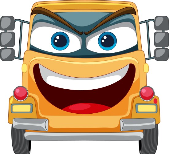 Colorful smiling school bus with big eyes Vector Image