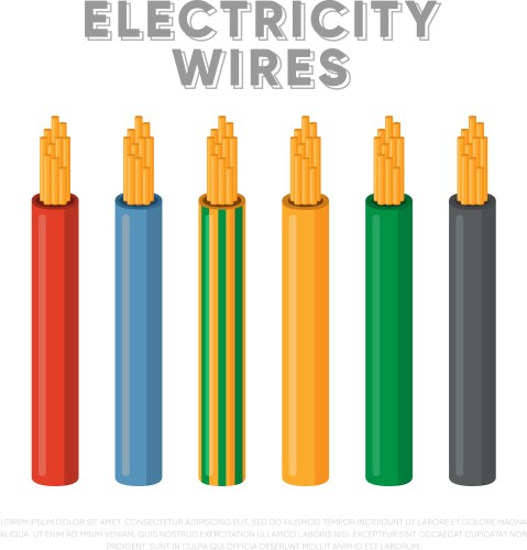 Electric wires single core and multicore set Vector Image