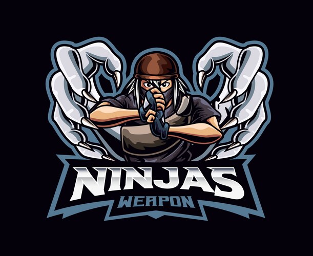 Ninja weapon mascot logo design Royalty Free Vector Image