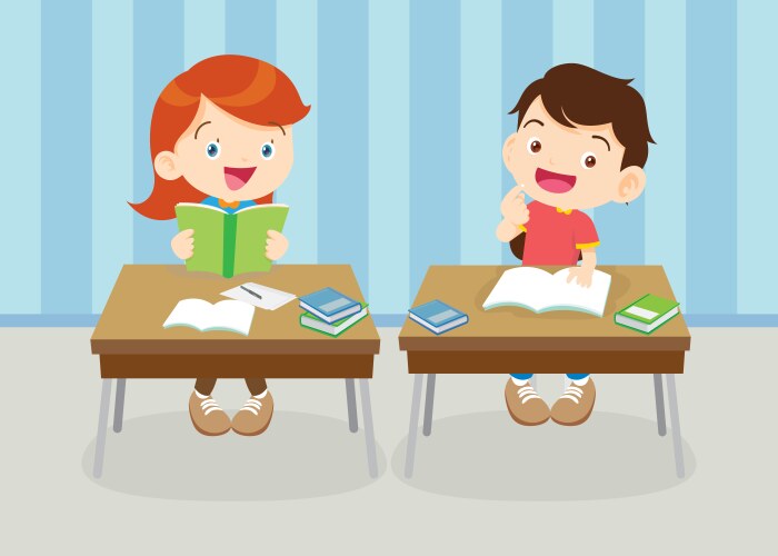 Teacher and student on lesson at classroom Vector Image