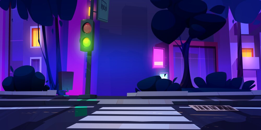 City night landscape with sidewalk Royalty Free Vector Image