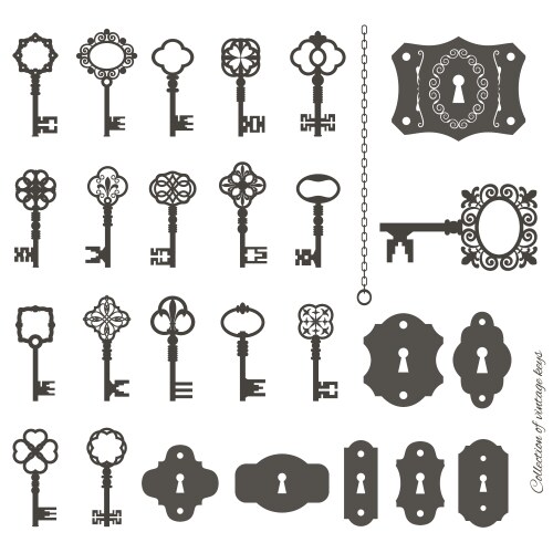 Vintage locks and keys sketch keyhole victorian Vector Image