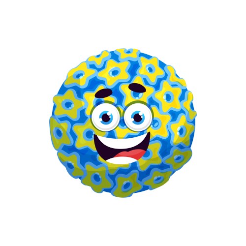 Cartoon coronavirus emoji with evil smile Vector Image