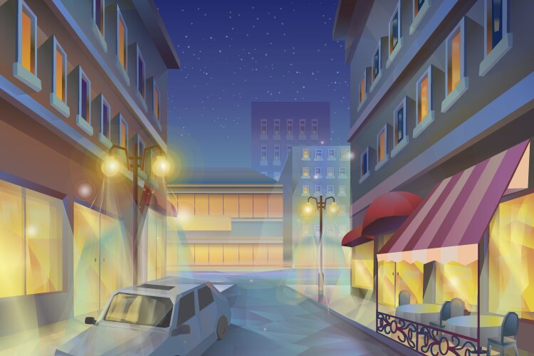 Street town at night Royalty Free Vector Image