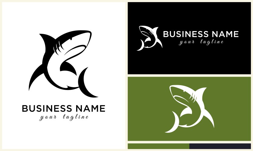 Silhouette shark logo template Royalty Free Vector Image