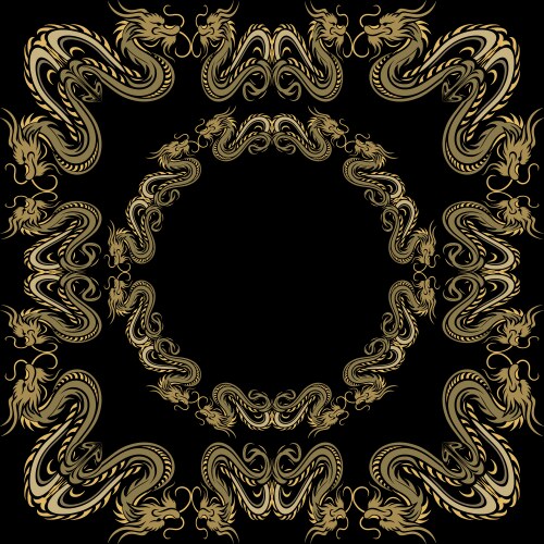 Seamless Dragon Border Vector Images (86)