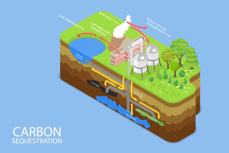 Isometric carbon capture compositions Royalty Free Vector