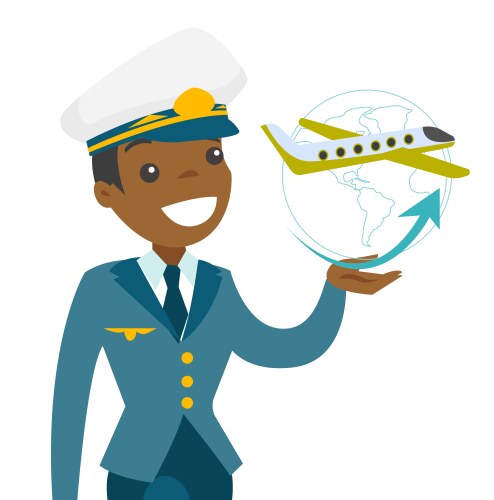 Airplane captain in pilot hat Royalty Free Vector Image