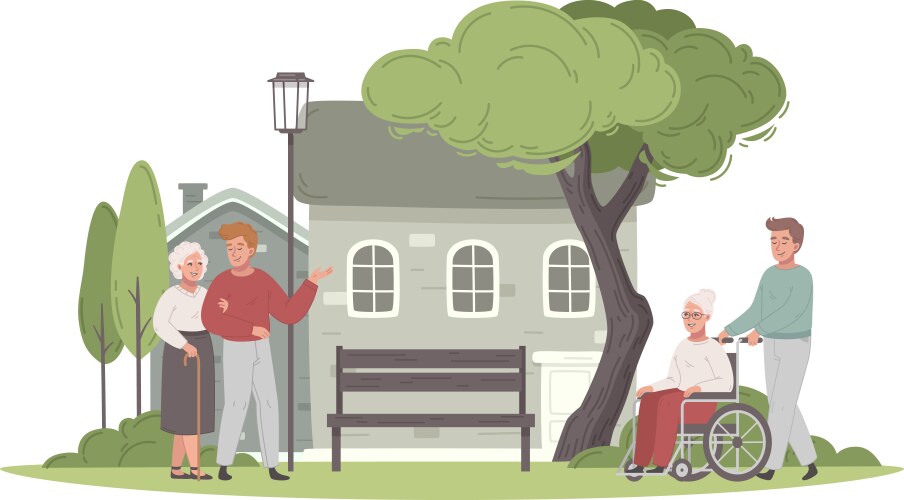Elderly care cartoon Royalty Free Vector Image