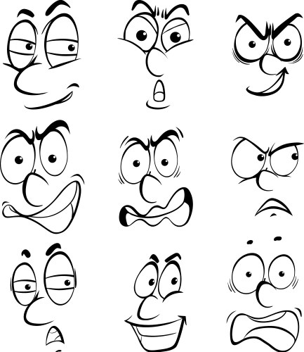 Black and white funny face collection -1 Vector Image