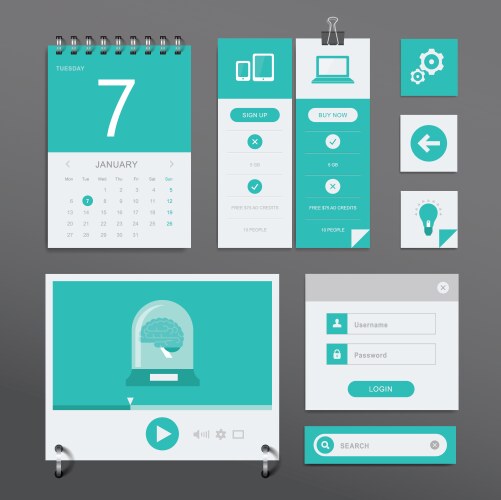 Mega ui for desktop or apps interface design Vector Image