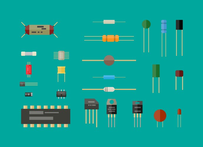 Electronics circuit components symbols seamless Vector Image