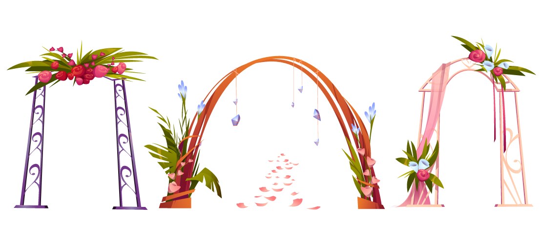 Wedding arch with flowers Royalty Free Vector Image