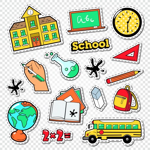 Comic boys stickers set Royalty Free Vector Image