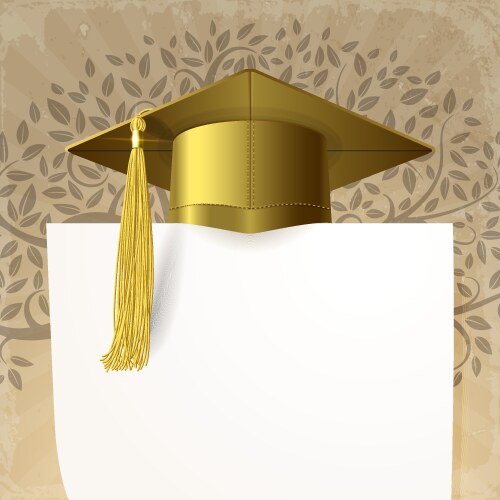 Graduate cap with a diploma in the scroll Vector Image