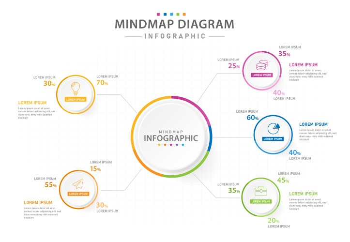 Colorful 3d large mind map infographic Royalty Free Vector