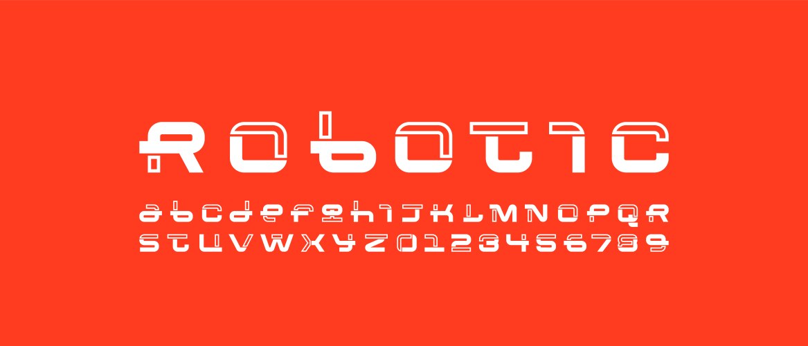 Technical font digital alphabet Royalty Free Vector Image