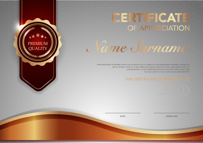 Certificate template red and gold luxury style Vector Image