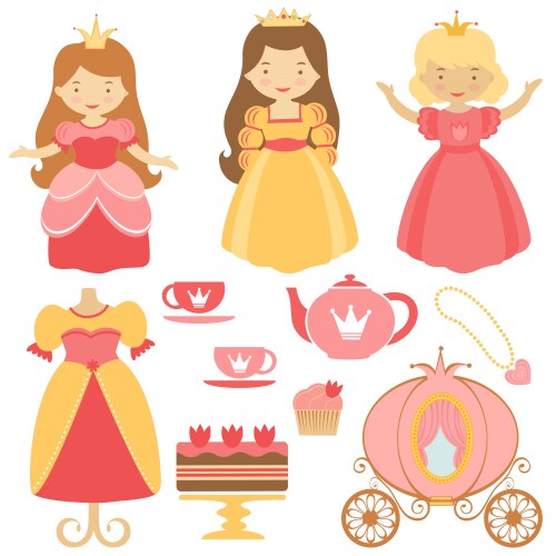 Prince and princess set Royalty Free Vector Image