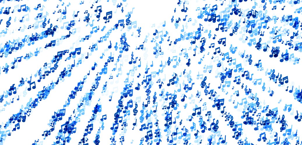 Scattered blue music notes banner Royalty Free Vector Image