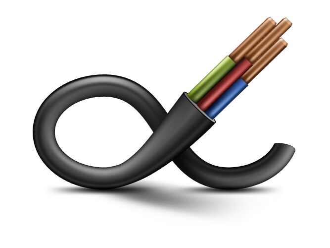 3d infinity shape flexible wire electrical cable Vector Image