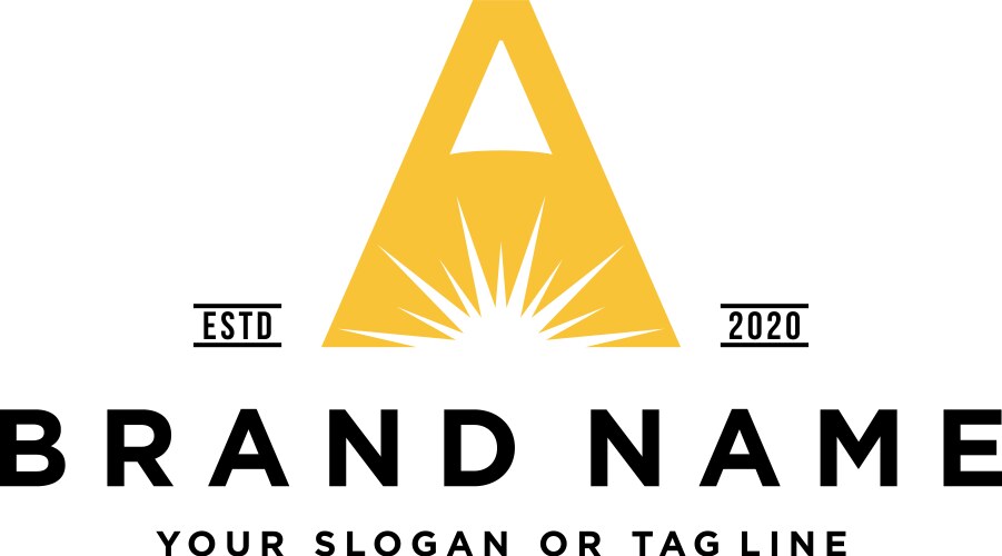 Sun city logo over cityscape skyscrapers Vector Image