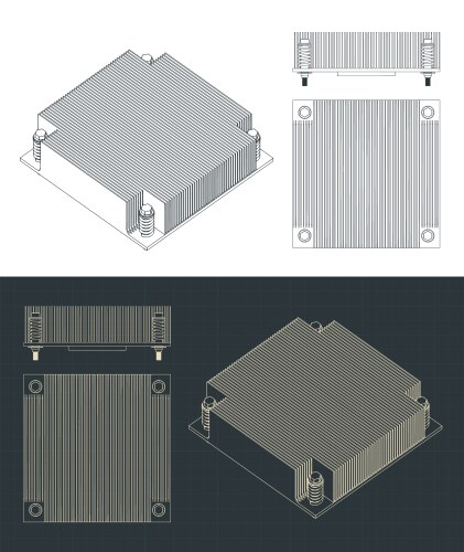 Server cpu cooler blueprints Royalty Free Vector Image