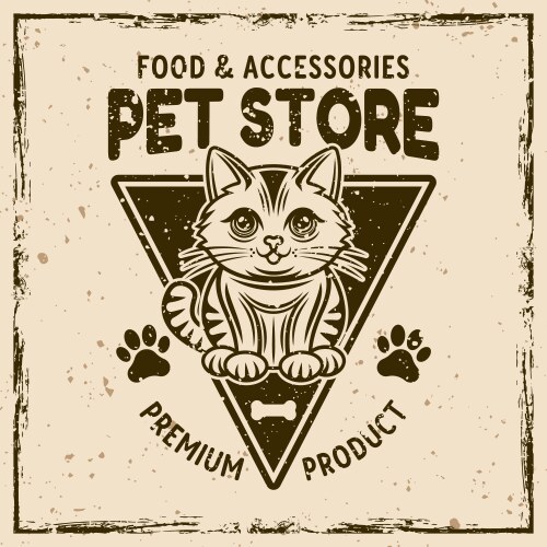Pet store emblem concept with cute cartoon Vector Image