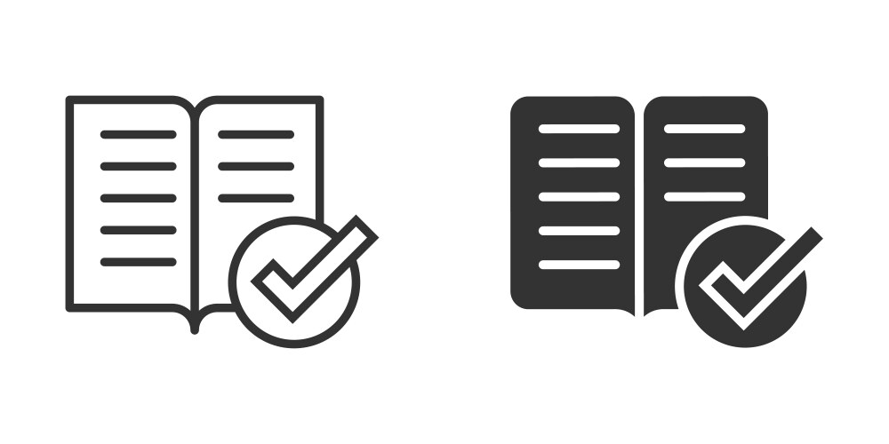 Book check mark icon in flat style bookmark Vector Image