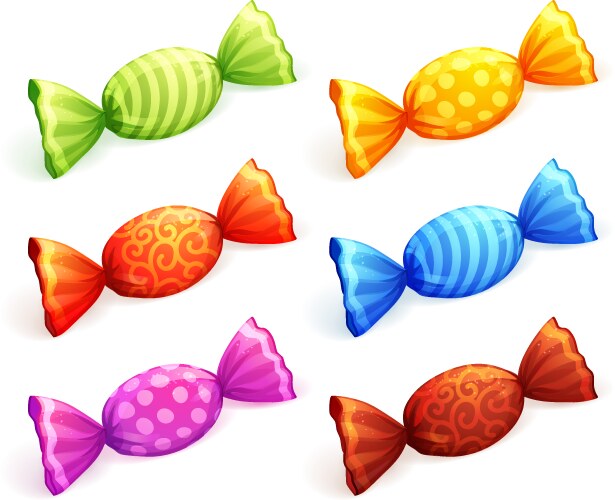 Christmas wrapped candy set colorful packaged Vector Image