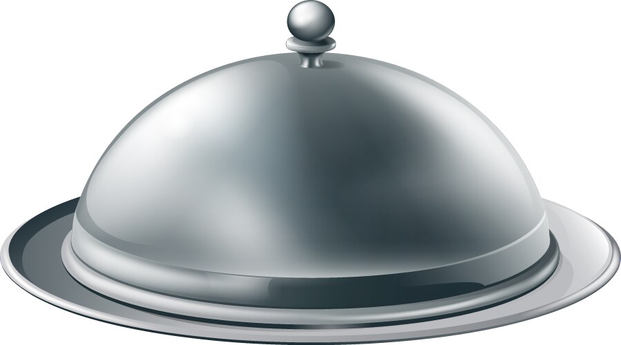 Cartoon silver chef platter Royalty Free Vector Image