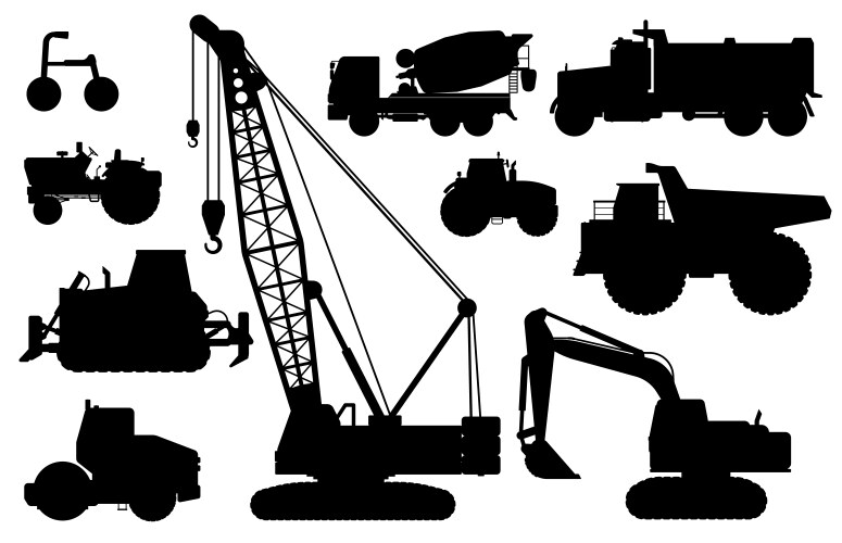 Construction vehicles set heavy machines Vector Image