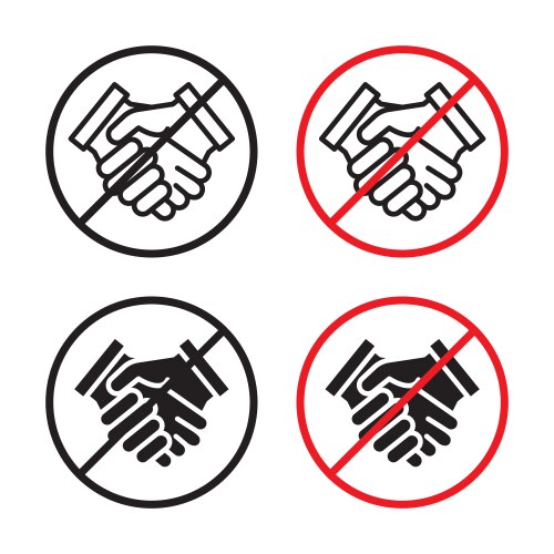 No handshake sign icon set forbidden shake hand Vector Image