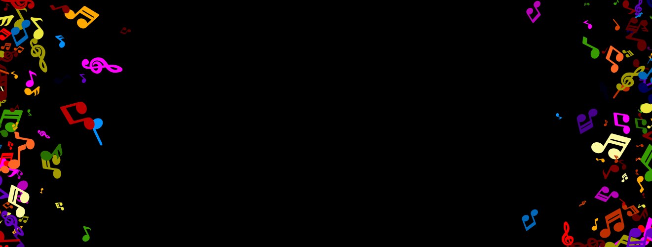 Colorful music notes on black Royalty Free Vector Image