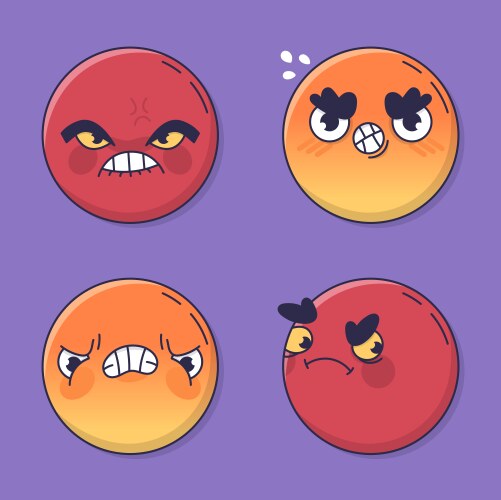 Four smiley faces with different expressions Vector Image