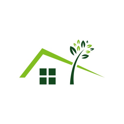 Green house logo eco home friendly Royalty Free Vector Image