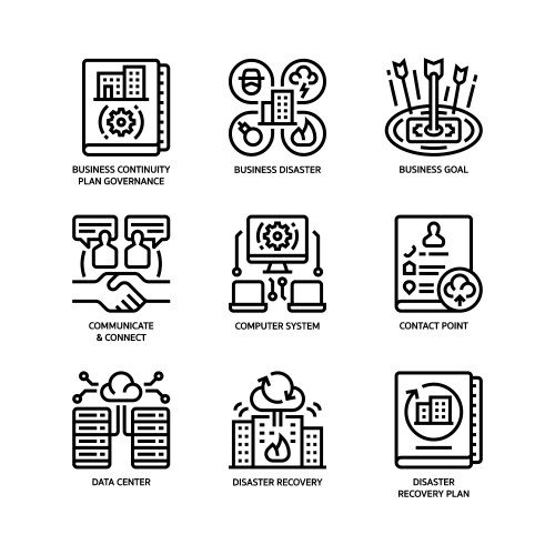 Business plan and planning icons set Royalty Free Vector