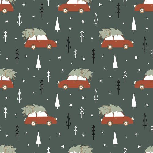 Winter seamless pattern with a cute santa Vector Image
