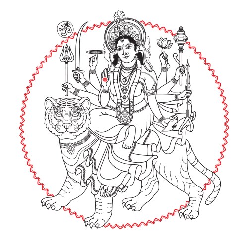 Batari durga Royalty Free Vector Image - VectorStock