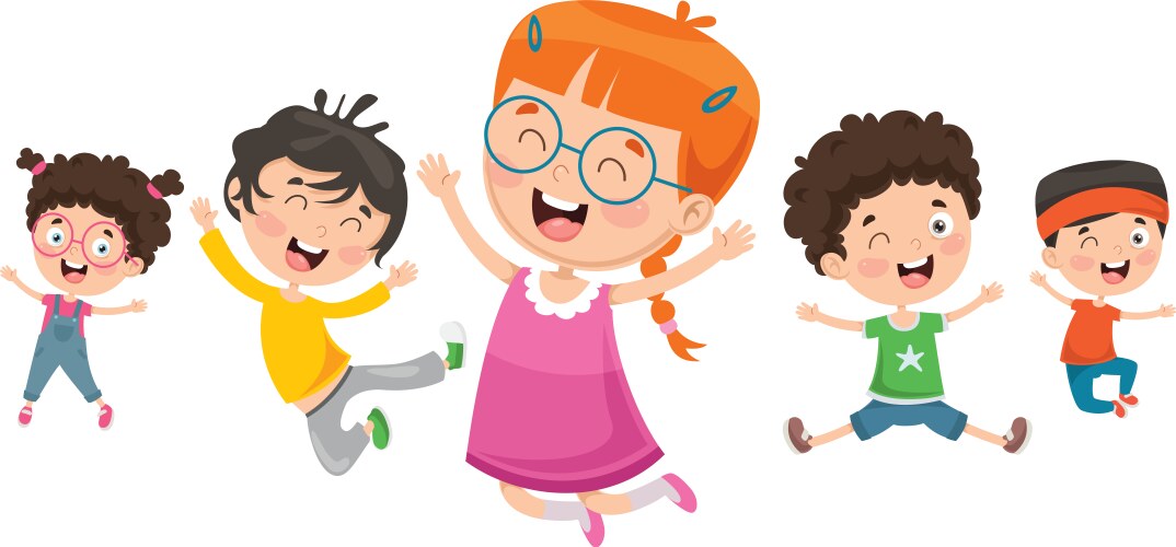Jumping kids cartoon children playing and jump Vector Image